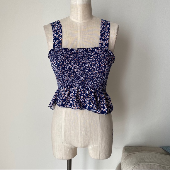 Urban Outfitters Tops Uo Demi Smocked Peplum Tank Top Poshmark